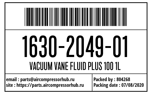 Масло Vacuum Vane Fluid Plus 100, 1л. VACUUM VANE FLUID PLUS 100 1L ...